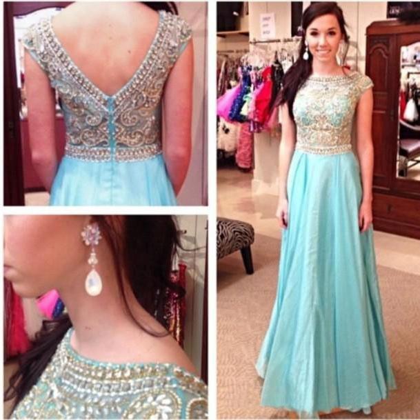 Blue Prom Dress,Elegant Prom Dress,Sexy Evening Dress,Beautiful Prom ...